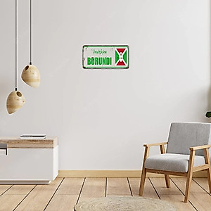 Proud to Be from Burundi Funny Novelty Metal Signs Outdoor Rustic Laundry Signs State Flag Travel Sports Wall Decorations Aluminum Metal Sign for Outside Front Door Business 6x12 Inch