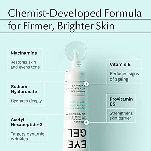 𝗪𝗜𝗡𝗡𝗘𝗥 𝟮𝟬𝟮𝟯* Eye Gel for Dark Circles and Under Eye Puffiness, Anti Aging Serum to Help Reduce Fine Lines and Wrinkles, Brightens Under Eye, 15 Ml
