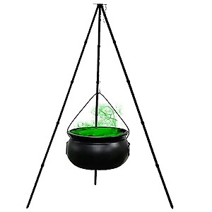 Witches Cauldron Large Halloween Cauldron on Tripod with Lights Cauldron Halloween Decor Black Witch Cauldron for Outdoor Halloween Yard Decorations