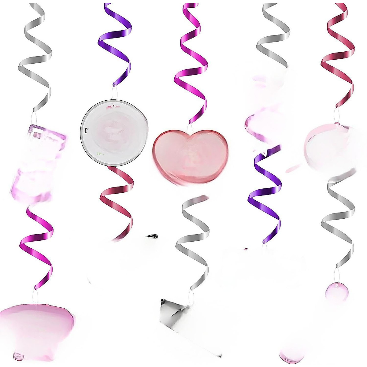 30Pcs Y2k 2000s Pink Party Swirl Decorations Hanging Spiral Decor Whirl Streamers Pink Rabbit Ceiling Streamers Y2k Spiral Favors for Birthday Female Bachelorette