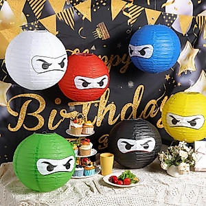 Glooglitter 6 Pcs Ninja Themed Paper Lanterns 12 Inch Ninja Birthday Party Hanging Paper Lanterns for Boys Girls Adults Ninja Birthday Party Baby Shower Decoration