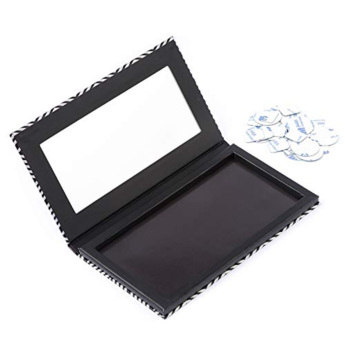 Allwon Magnetic Palette Black Empty Makeup Palette with Mirror and 20Pcs Adhesive Empty Palette Metal Stickers for Eyeshadow Lipstick Blush Powder