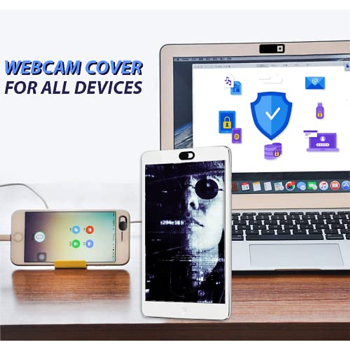 Deal4You - Webcam Cover Slide, Ultra Thin Camera Blocker for Laptop, Pc, Computer, Phone, Tablet, Protect Your Privacy (Pack 6-3 Shapes)