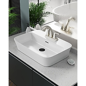 Brushed Nickel Bathroom Sink Faucet - Rainsworth 4 inch Widerspread Bathroom Faucets for 3 Hole with 2-Handles Pop-up Drain, Touch on Morden Faucet for Vanity RV Bath