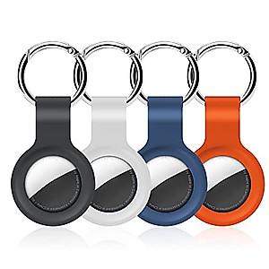 Holder Case for AirTags Ultra Light Silicone Sleeve for AirTags Durable Anti-Scratch Protective Skin Cover with Anti-Losing Keychain Ring Accessory Compatible with Apple AirTags (4-Pack)