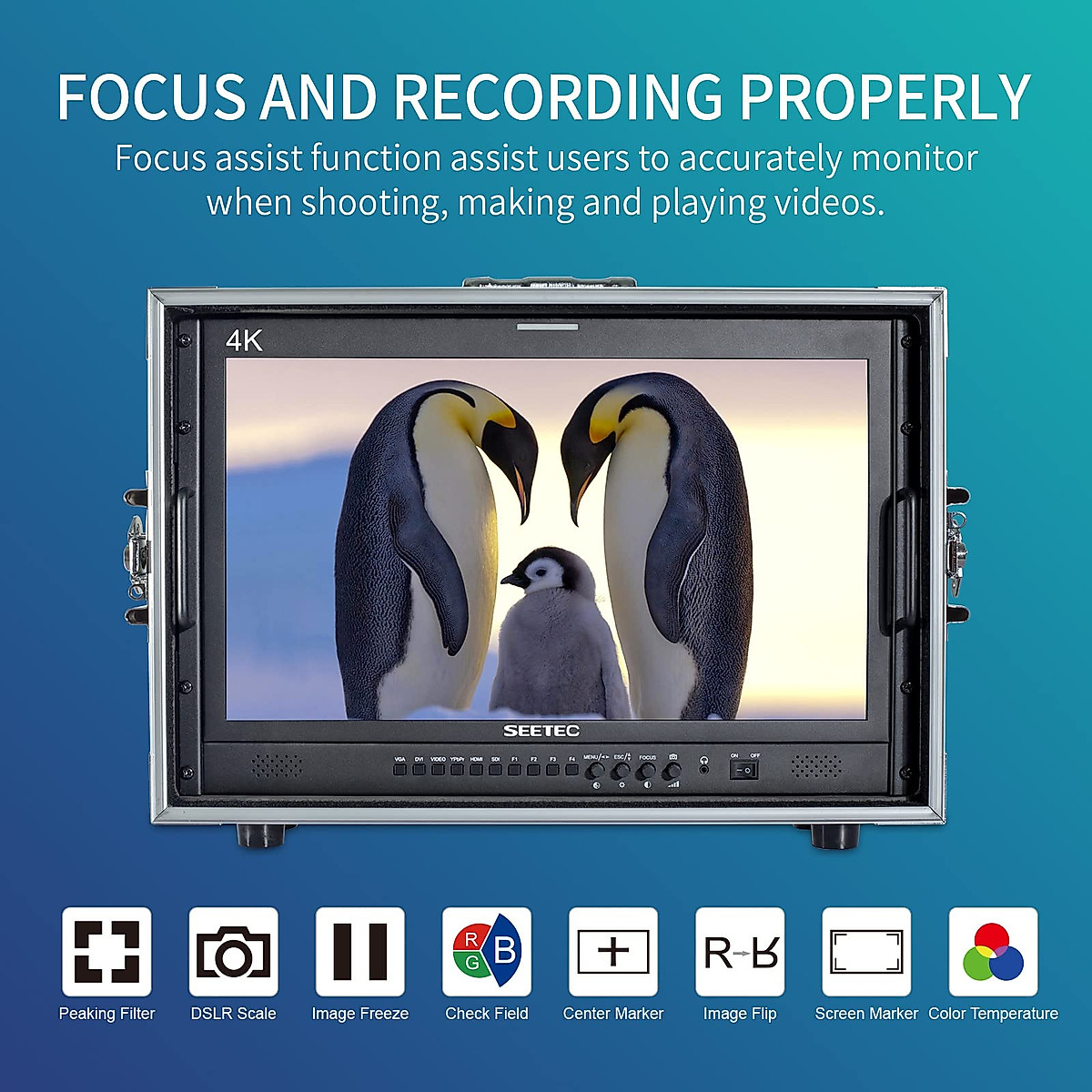 SEETEC P215-9HSD-CO 21.5 Inch 3G SDI 4K HDMI Broadcast Carry on Director Monitor with Full HD 1920x1080 3 Color Tally Light