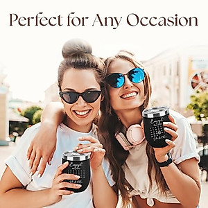 Custom Wedding Engaged Calender Save the Date Keepsake Engraved Insulated Stainless Steel Wine Tumbler with Lid 12 oz. Personalized Engagement Announcement Gift for Bride Groom (Black)