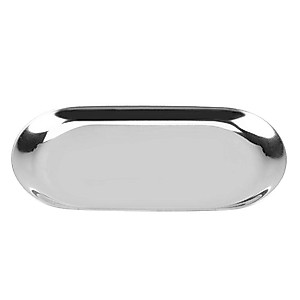 Fdit Nordic Style Storage Tray Cosmetics Jewelry Stainless Steel Cake Plate for Home Kitchen(Silver L)