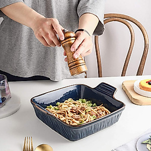 KOOV Ceramic Bakeware, 8x8 Baking Dish, Square Baking Pan, Ceramic Baking Dish, Brownie Pans for Cake Dinner, Kitchen, Texture Series (Aegean)