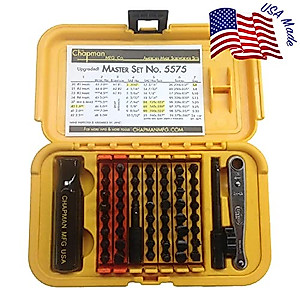 Chapman MFG 5575 Master Screwdriver Set - Includes Phillips, Metric, Slotted, SAE & Metric Hex Bits, Star Bits (for Torx Screws) - Complete Set Offers 51 USA Made Insert Bits & 300+ Combinations