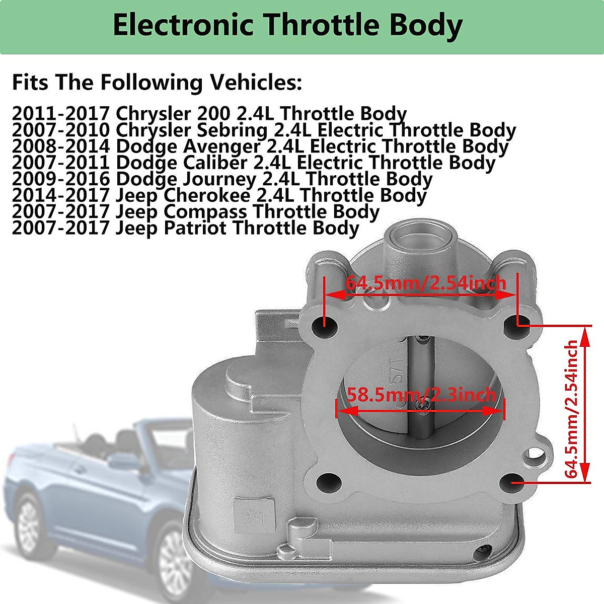 04891735AC Electronic Throttle Body with IAC TPS,Compatible with 2.0L 2.4L Chrysler 200,Sebring Dodge Avenger Caliber Journey Compass Patriot Years 2007-2017 Replaces 977025,4891735AD,4891735AB