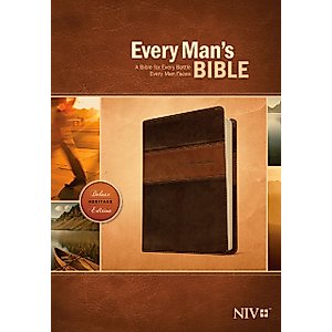 Every Man's Bible NIV, Deluxe Heritage Edition, TuTone (LeatherLike, Brown/Tan) – Study Bible for Men with Study Notes, Book Introductions, and 44 Charts