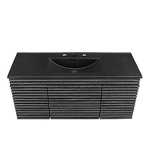 Modway Render 48" Wood Wall-Mount Bathroom Vanity - Charcoal/Black