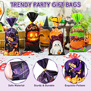 200 PCS Halloween Treat Bags, Halloween Goodie Bags with Twist Ties, Halloween Candy Bags for Halloween Party Favors, Trick or Treat, Hallowen Gift Party Supplies