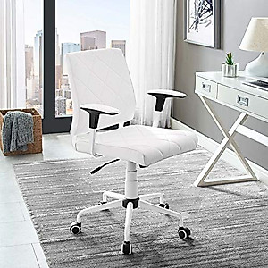 Modway Lattice Modern Faux Leather Mid Back Computer Desk Office Chair In White