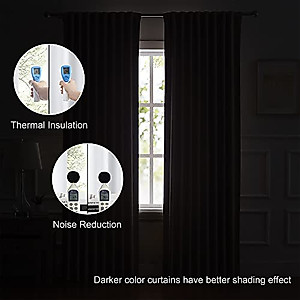 DUALIFE Back Tab/Rod Pocket Bedroom Window Curtains - Half Blackout Pure White Curtains 90 Inches Long, Room Darkening Thermal Insulated Window Treatment Panels 52 x 90 Inch, 2 Panels