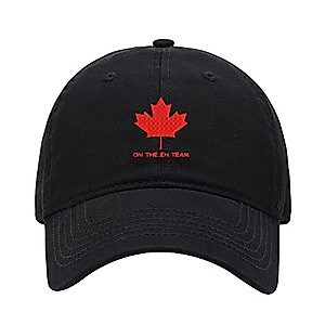 Baseball Cap Men Canada On The Eh Embroidered Washed Cotton Dad Hat Unisex Baseball Caps (Black,7 5/8)