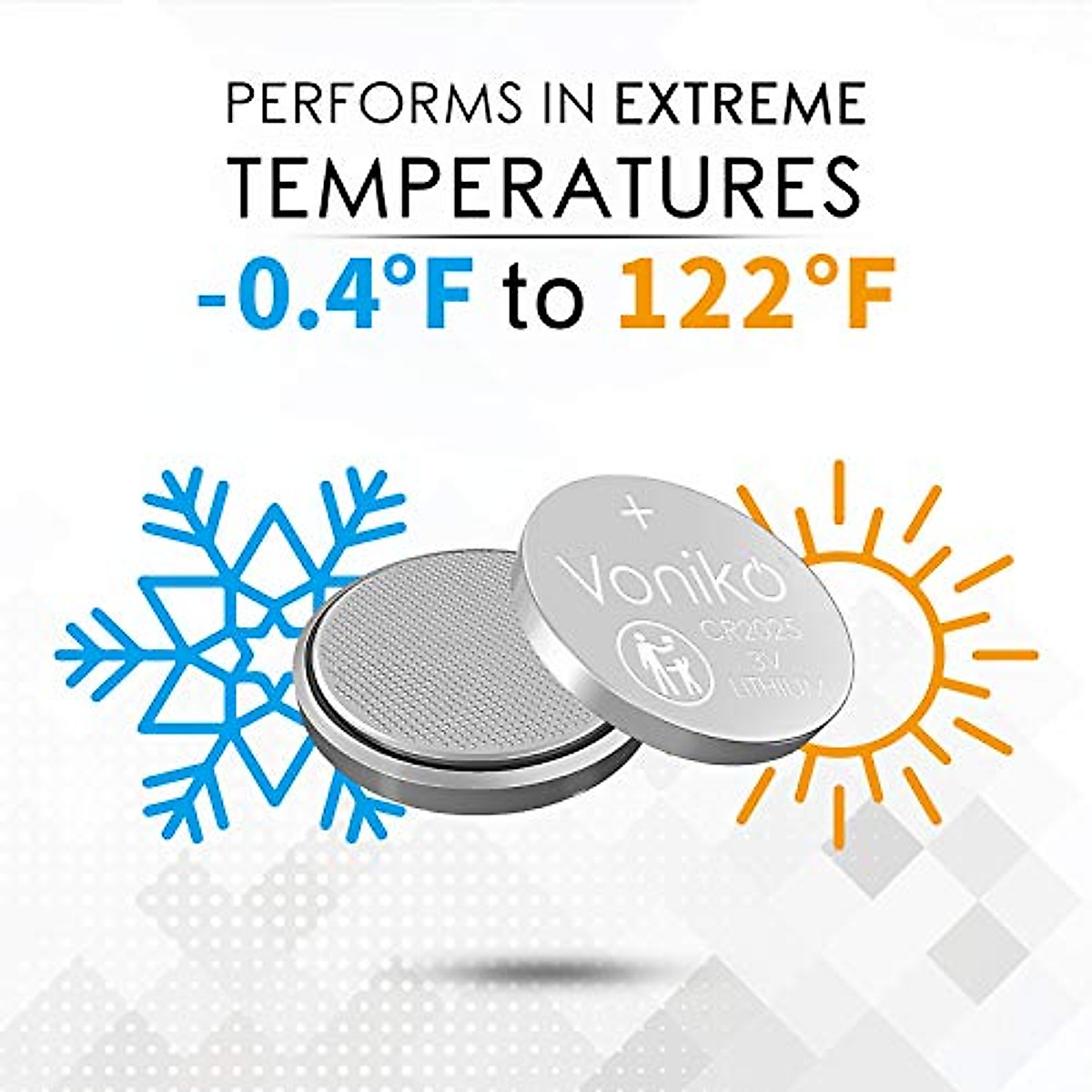 Voniko 3 Volt CR2025 Battery 12 Pack – CR 2025 Button Cell Battery – 2025 Lithium Coin Batteries, 7 Years Shelf Life