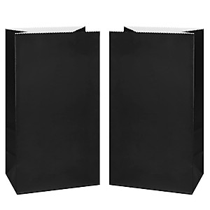 KEYYOOMY Small Bright Color Paper Bags Black Party Goody Bags Party Favor Bags Paper Lunch Bags (Black, 50 CT, 3.5 X 2.4 X 7.1 In)