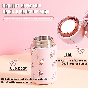 Cute Thermos Mug Kawaii Water Bottle Stainless Steel Vacuum Insulated Bottle for Hot or Cold Drinks Adorable Travel Mug