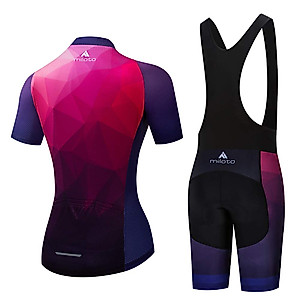 Uriah Women's Cycling Jersey Bib Shorts Sets Short Sleeve Reflective Dark Red Size XL(CN)