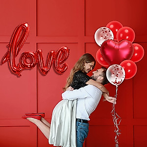 42 Inch Red LOVE Foil Balloons for Valentines Day Decor, 4Pcs Reusable Large Love Mylar Letter Valentines Day Balloons, for Engagement Anniversary Wedding Bridal Shower Valentines Day Decorations