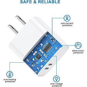 USB C Fast Charger,[MFi Certified] 2 Pack 40W Dual Port Charger Fast Charging with 10 FT Long Type C to Lightning Cable 20W PD Power Adapter for iPhone 14 13 12 11 Pro Xs Xr X 8 Block