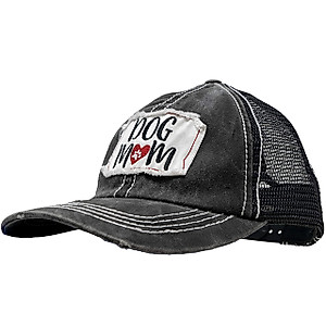 Funky Junque Patch Mesh Baseball Hat - Dog MOM - Black