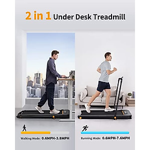 UREVO 2 in 1 Under Desk Treadmill, 2.5HP Folding Electric Treadmill Walking Jogging Machine for Home Office with Remote Control