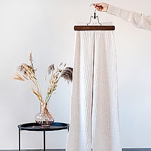 Nature Smile Wooden Pants Skirt Hangers, Smooth Finish Solid Wood Non Slip Jeans Slack Clamp Hangers Hair Extension Hangers (10 Pack Retro)