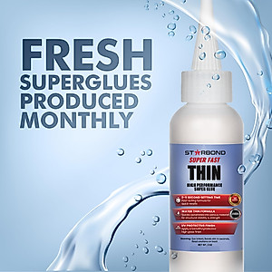 STARBOND EM-02 Super Fast Thin, Premium Instant CA (Cyanoacrylate Adhesive) Super Glue Plus Extra Cap and Microtips, 2 oz. (for Woodturning, Pen Turning, Hobby, Stabilizing, Finish, Inlay)