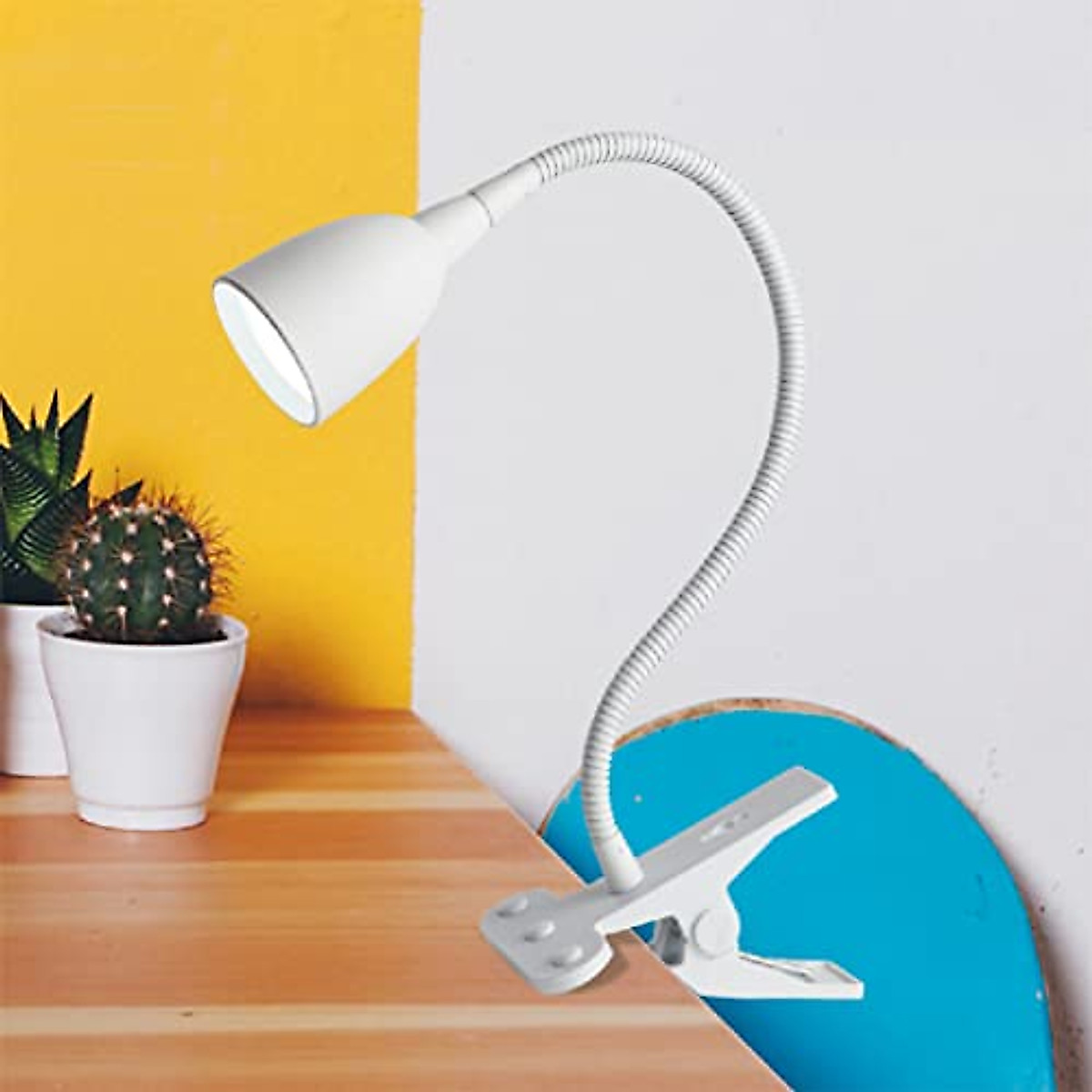 Newhouse Lighting NHCLP-OL-WH Olivia LED Clamp Light Desk Lamp with Flexible Gooseneck, 3 Brightness Levels & 3 Color Modes, White