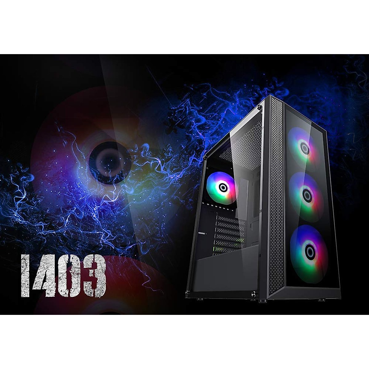 Raidmax ATX Desktop Computer Gaming PC Case Mid Tower PC Case with addressable RGB x3 ARGB Fans ATX PC Case USB 3.0 Tempered Glass PC Case Mesh Window Computer Case with 3 ARGB LED Black PC Case -i403