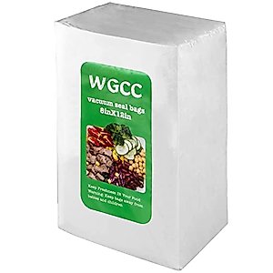 WGCC 100 Quart Size 8" x 12" 4mil Vacuum Sealer Bags for Food Saver, BPA Free and Puncture Prevention Vacuum Seal Freezer Bags Sous Vide Bags, Commercial Grade,PreCut, Great for storage, meal prep