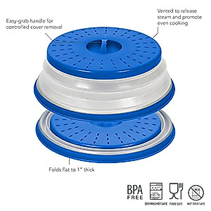 Toshiba EM131A5C-BS Microwave Oven, 1.2 Cu Ft, Black Stainless Steel & Tovolo Easy Grip, Collapsible Microwave Cover 10.5 Inch, Stratus Blue, 1 Count (Pack of 1)