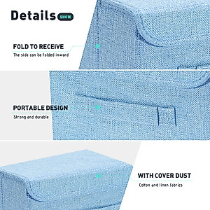 FUDDE foldable fabric storage box[2-Pack] dust-proof storage boxes with flip lid, can store clothes, shelves, books and toys, used in family bedroom closet storage boxes. (L, Blue)