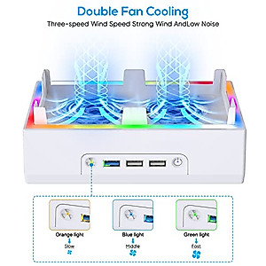 Wall Mount Holder for Xbox Series S, MENEEA Wall Mount Kit Accessories with Cooling Bracket, RGB LED Light Strip, USB Port, Controller Hook for Series S