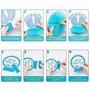 OSNIE 12Pcs It's a Boy Baby Shower Themed Honeycomb Centerpieces Table Topper for Baby Boys Welcome Baby Boy Cutouts Gender Reveal Party Decorations Infant Baby Party Favors Photo Booth Props (Blue)
