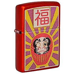 Zippo Daruma Design Metallic Red Pocket Lighter