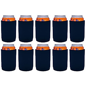 Blank Neoprene Full Bottom Can Coolie (10 Pack, Navy)