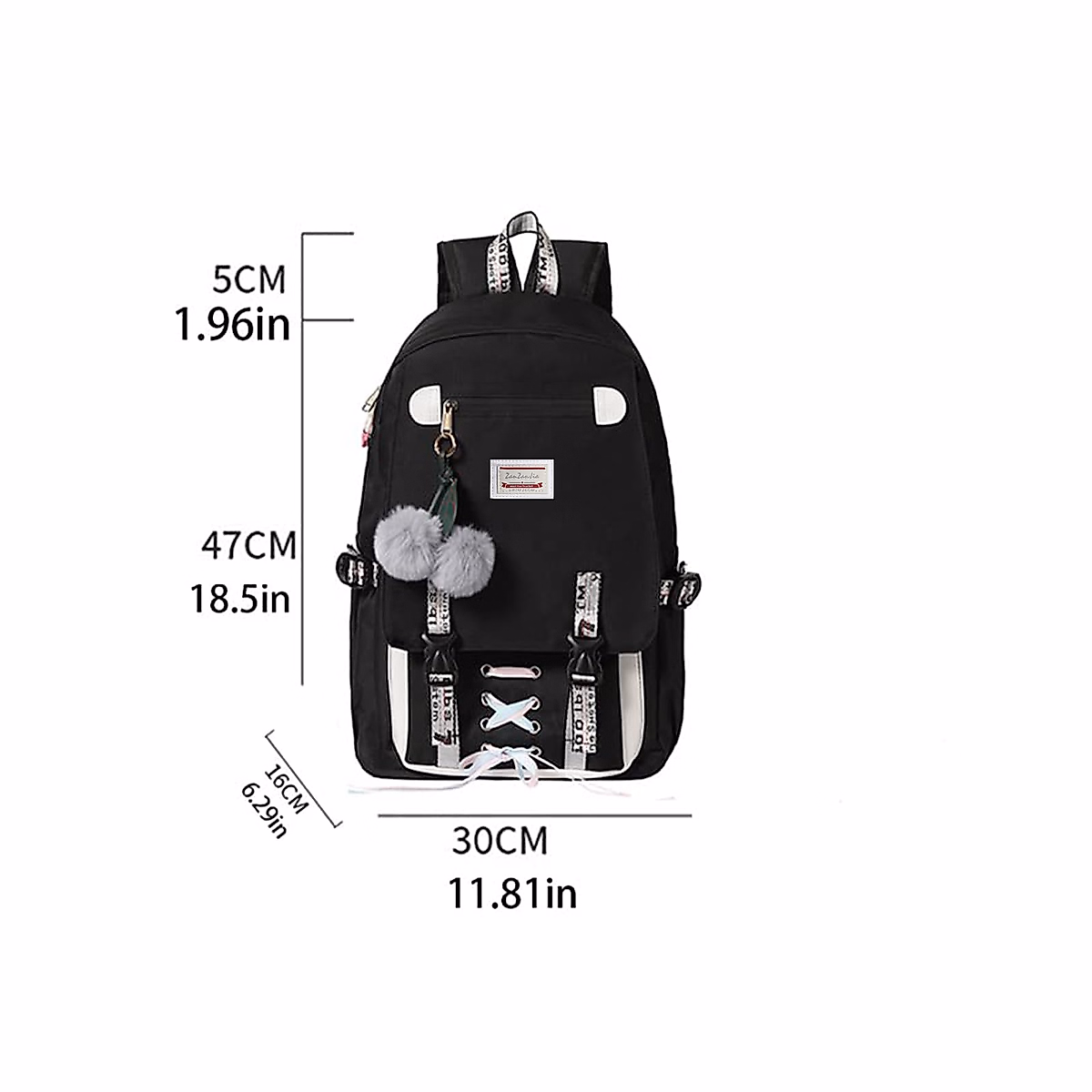 Tiedan Backpacks for girls mochila para niñas School Backpack with security lock with USB Charging Port (Black)