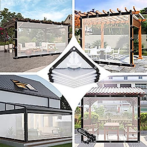 CghhDY Outdoor Clear Tarps Garden Gazebo Curtains Rainproof Weather Curtain Anti-Tear Tarpaulin Side Panels, Customizable (Color : Clear, Size : 10' x 10')