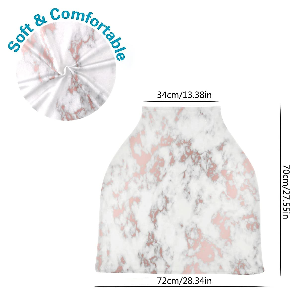 Rose Pink Gold Marble Baby Car Seat Covers Canopy Nursing Cover Breastfeeding Scarf Soft Breathable Stretchy Coverage Infant Stroller Cover Multi Use for Boys Girls Babies