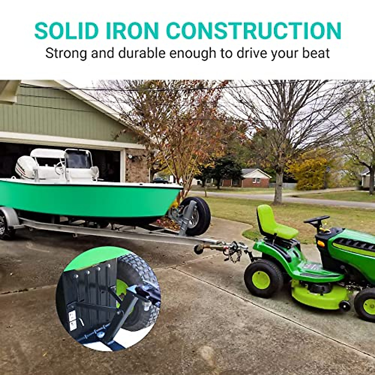 (Some Minor Modifications May Be Required) Heavy Duty Solid Iron Trailer Hitch for Lawn Mower,Garden Tractor Trailer Hitch,Compatible with John Deere Cub Cadet Husqvarna Craftsman Riding Mowers