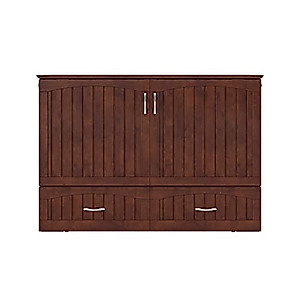 AFI Southampton Full Murphy Bed Chest with Mattress, Storage, and Built-in Charger in Walnut