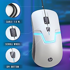 HP Wired Gaming Mouse, PC Gaming Mice, High Performance Mouse Gamer with Optical Sensor, 3 Buttons, 7 Color LED for Computer Notebook Laptop Office Home