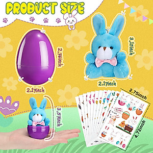 Hungdao 84 Set Filled Easter Eggs Bulk with Plush Bunny Easter Stickers Colorful Stuffed Plastic Easter Eggs with Toys Inside Easter Basket Fillers for Kids Toddlers Easter Party Favor Surprise Gifts
