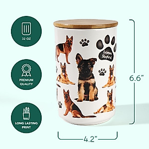 Greenline Goods Premium Dog Treat Ceramic Canister Set – German Shepherd Airtight Canister for Fresh Treats, Ceramic Jar & Containers with Lids, Farmhouse Canisters, Ideal Kitchen Canisters