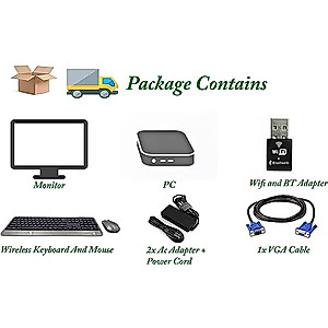 Lenovo All in one Tiny Computer Desktop PC, Intel Pentium J3710 Processor, 8GB Ram, 256GB SSD, New 19 Inch Monitor, Wireless Keyboard and Mouse, WiFi/Bluetooth, Windows 10 (Renewed)