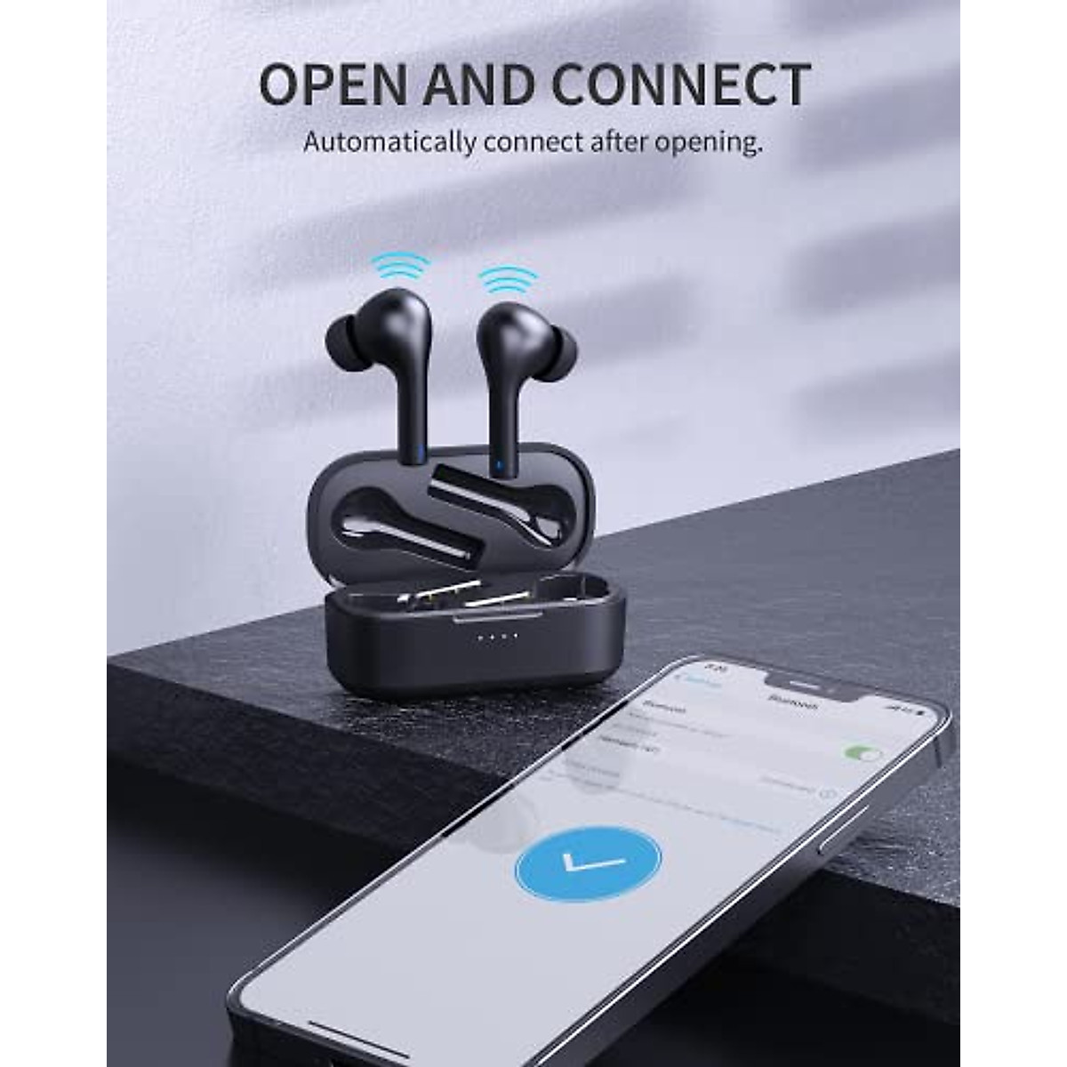 Hamlaem True Wireless Earbuds, Bluetooth Headphones with Immersive Sound, Wireless Charging Case, USB-C Quick Charge, 30-Hour Playtime, IPX8 Water Resistance, Touch Control and Noise Canceling Mics